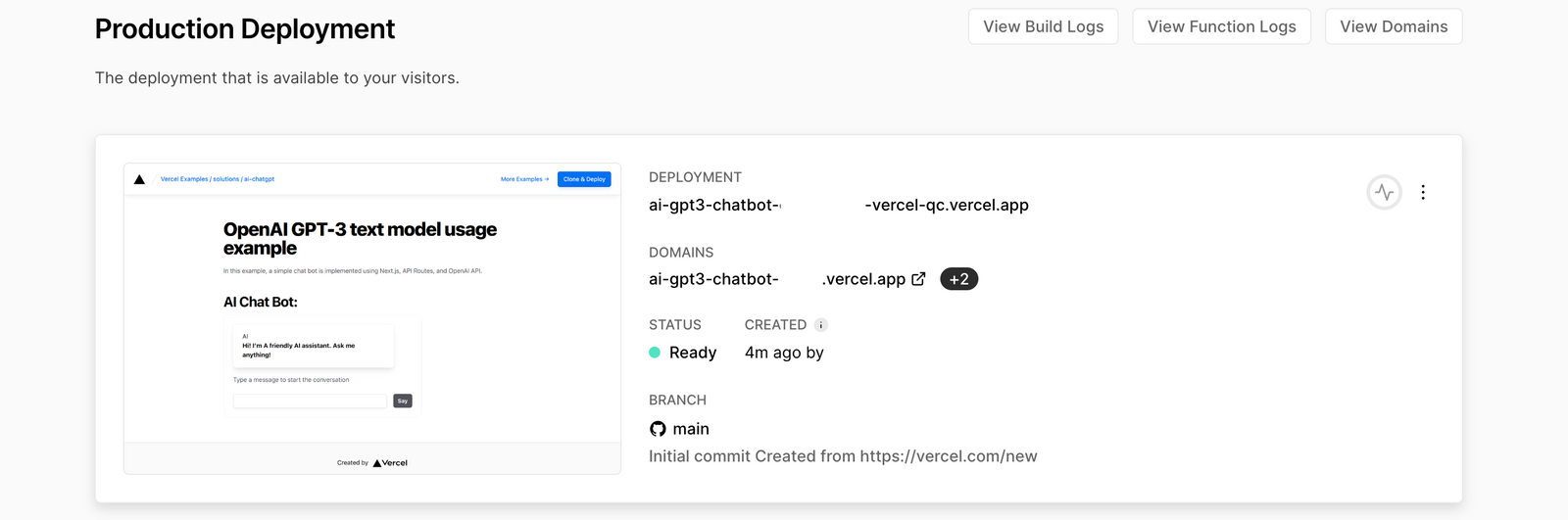 Deploy Your Own AI Chat Bot using OpenAI and Vercel