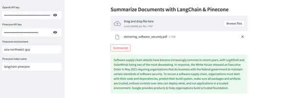 Summarize Documents with LangChain and Pinecone