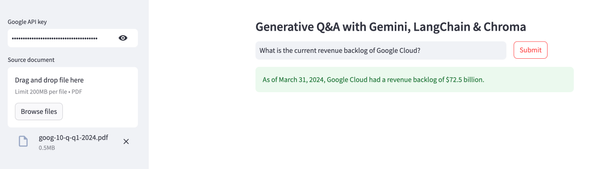 Generative Q&A with LangChain, Gemini and Chroma Generative Q&A with LangChain, Gemini and Chroma